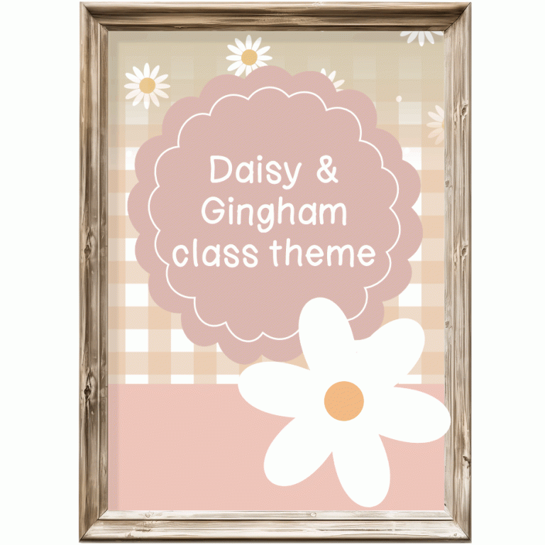 Class theme – Daisy & gingham – Clever Wolfee