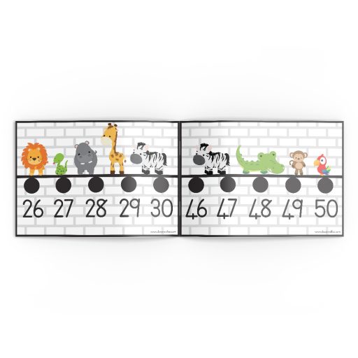 Number line 1-50 – Wild animals – Clever Wolfee