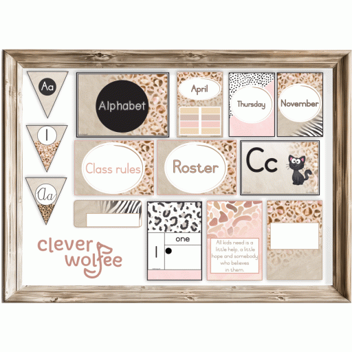 Class theme – boho animal print – Clever Wolfee