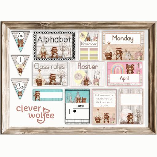 Class Theme Boho Bears Clever Wolfee 0701