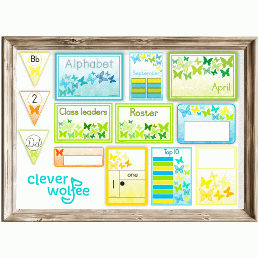 Class theme – butterflies 2 – Clever Wolfee