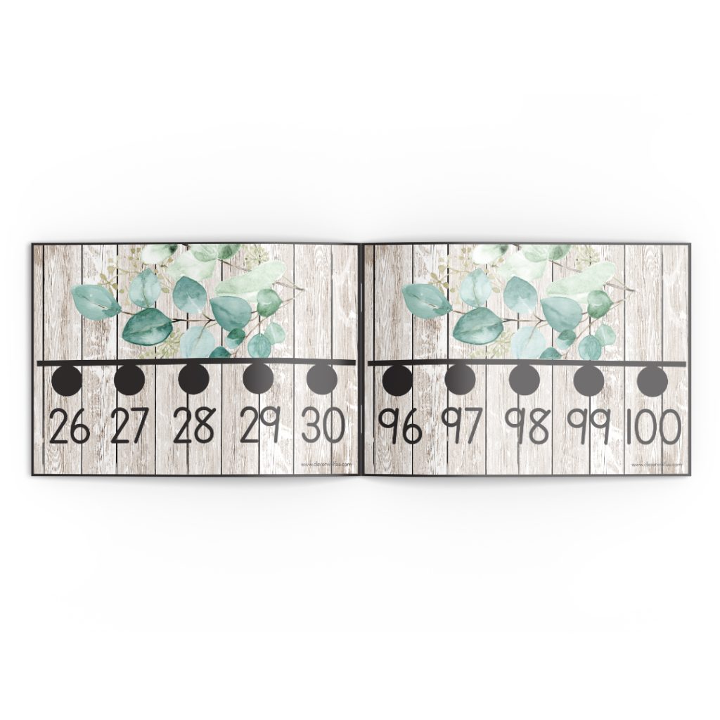 Number line 1-100 – Leaves 2 – Clever Wolfee