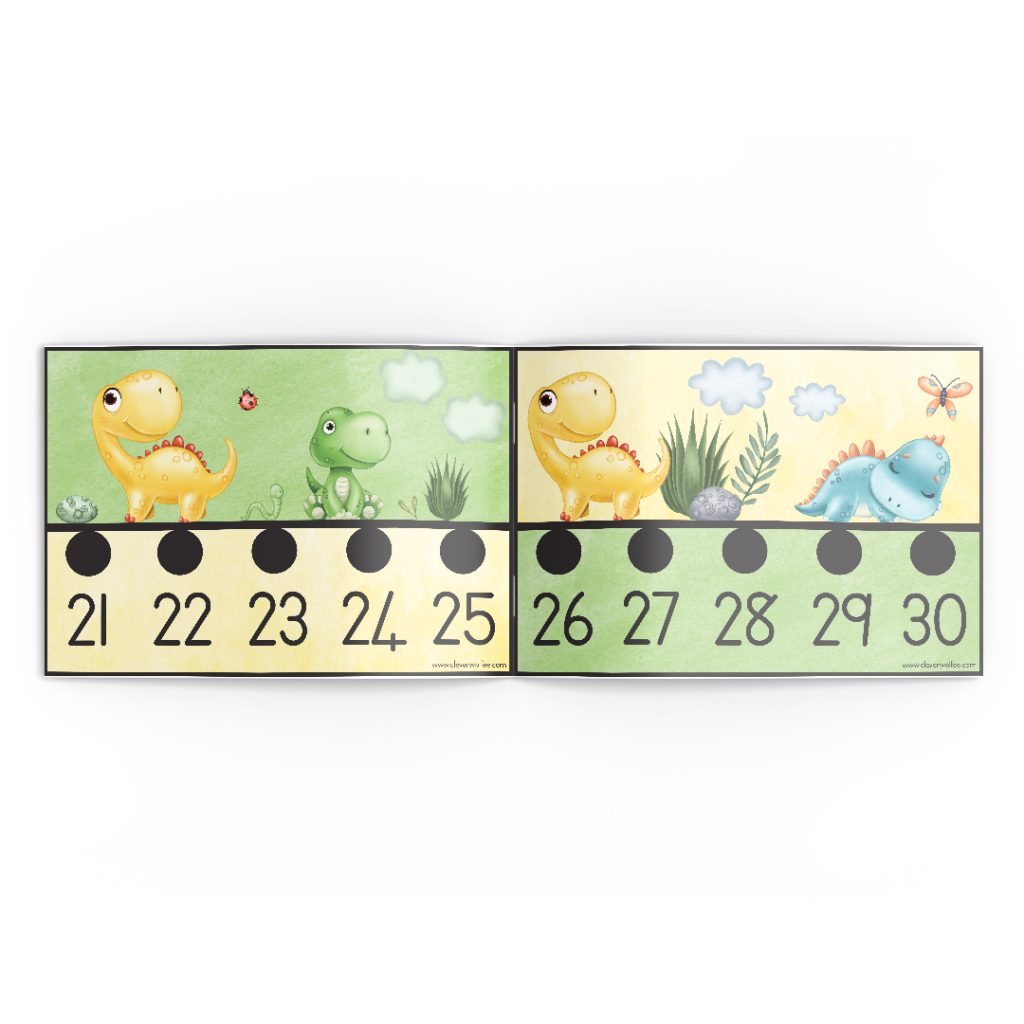 Number line 1-50 – Dinosaurs – Clever Wolfee