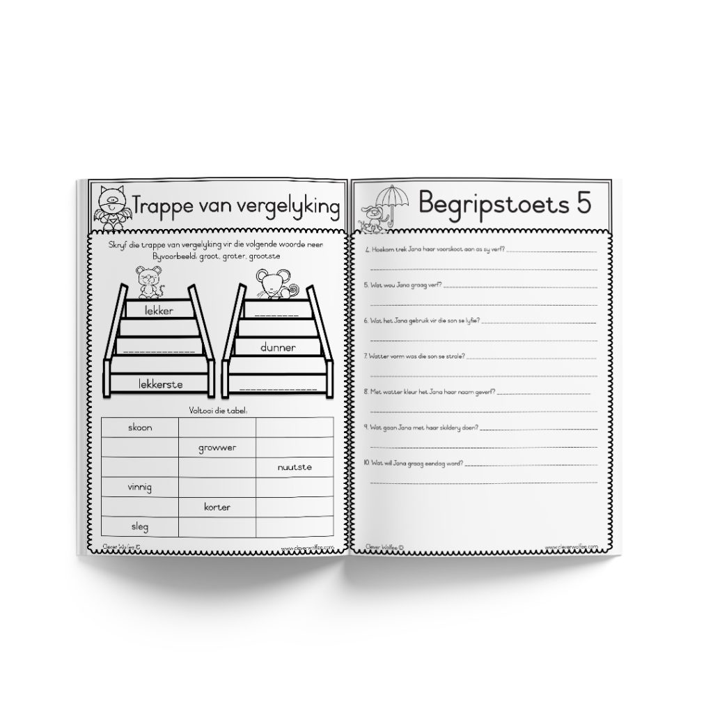 Gr. 1, 2 en 3 Ondersteuning boekies – Taal pakket – Clever Wolfee