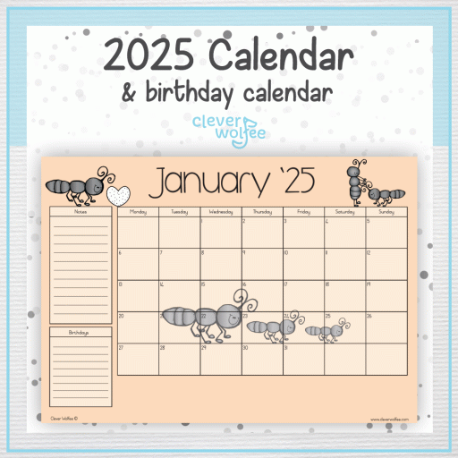 Pastel Ants calendar 2025 – Clever Wolfee