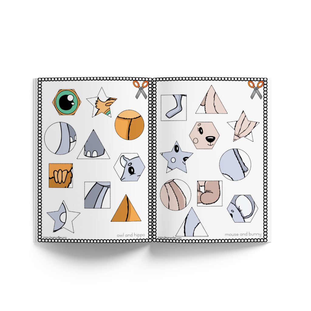 My cut and paste shapes and animals book – Clever Wolfee