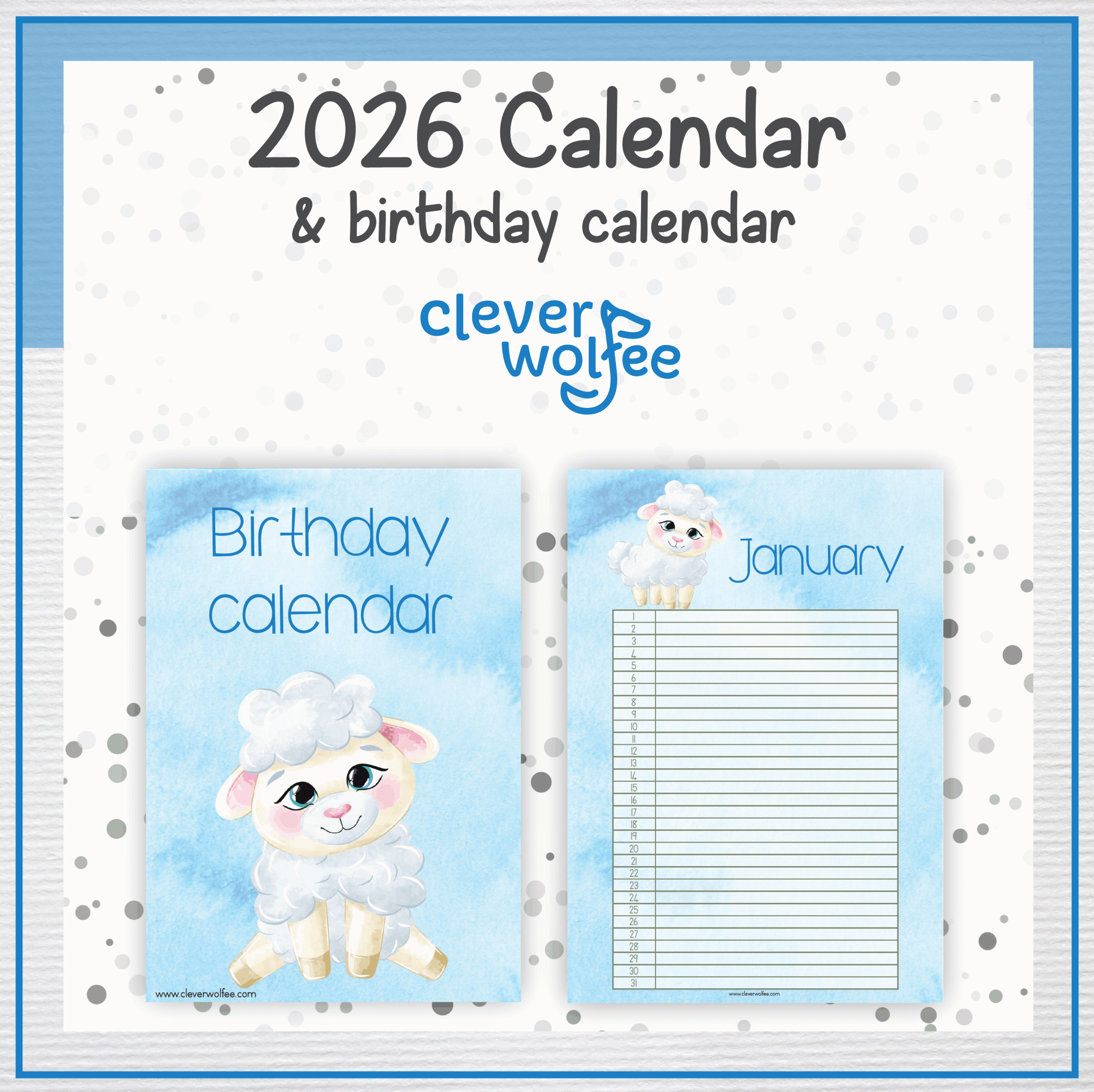 Sheep calendar 2026 – Clever Wolfee