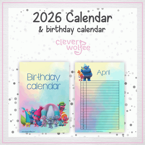 Trolls calendar 2026 – Clever Wolfee