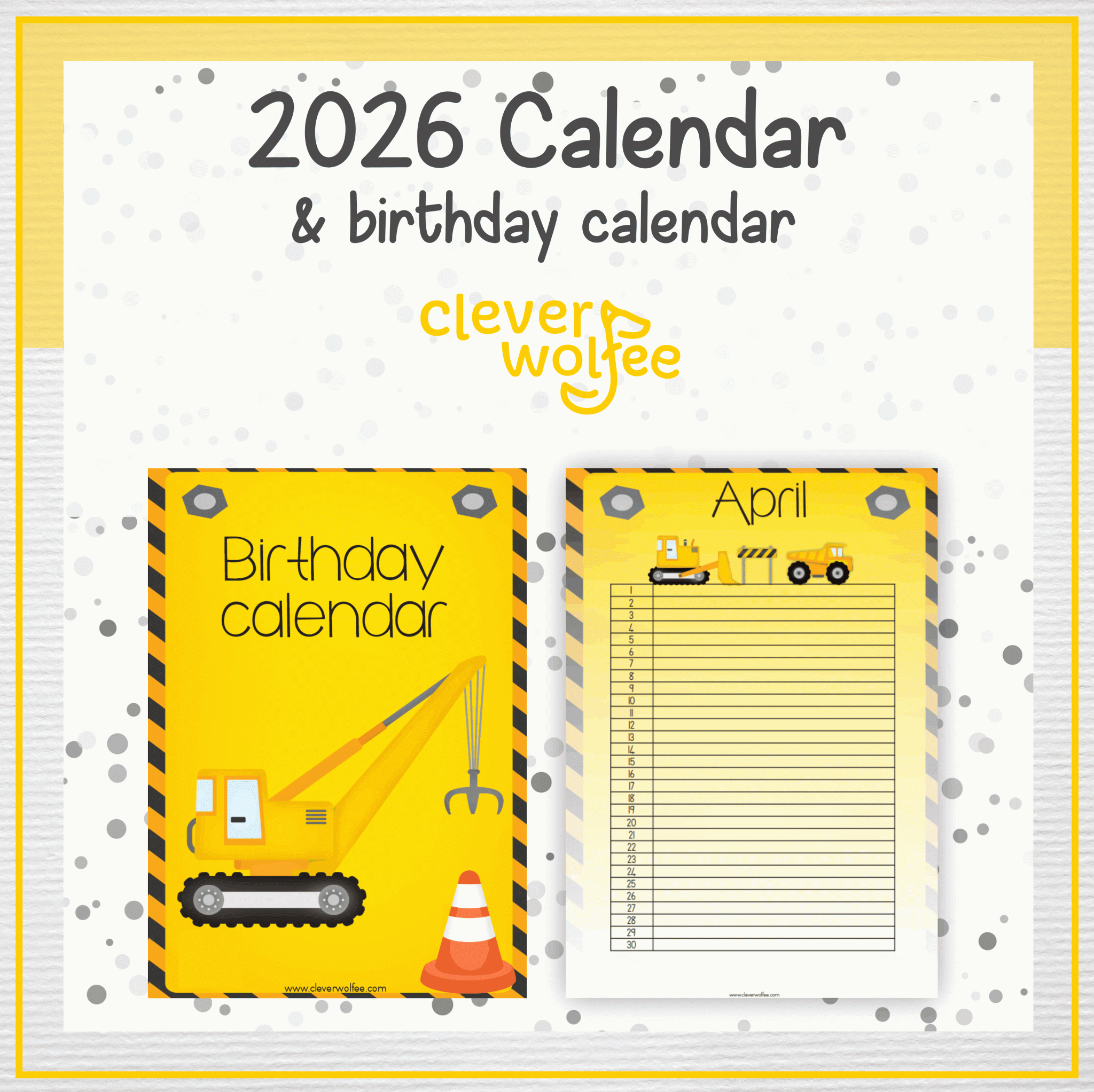 Construction calendar 2026 – Clever Wolfee