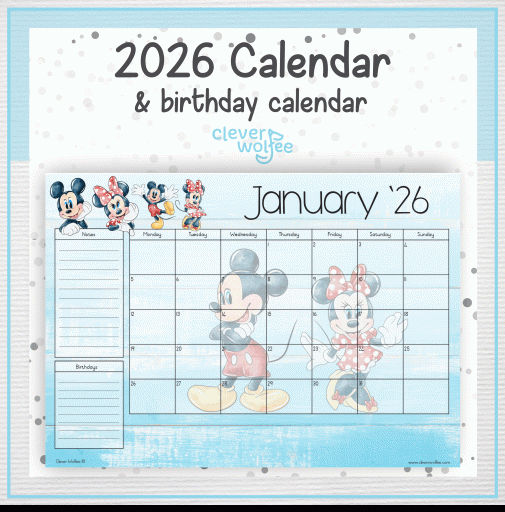 Mickey and Minnie mouse calendar 2026 – Clever Wolfee