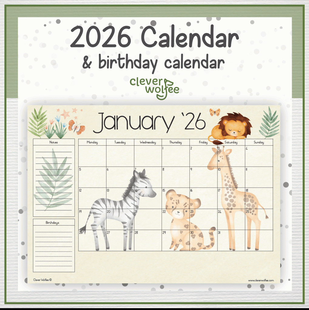 Safari calendar 2026 – Clever Wolfee