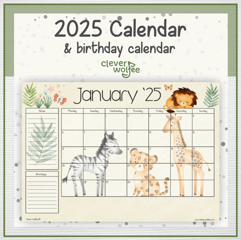 Safari calendar 2025 – Clever Wolfee