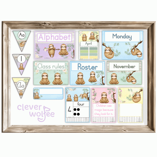 Class theme – sloths 2 – Clever Wolfee