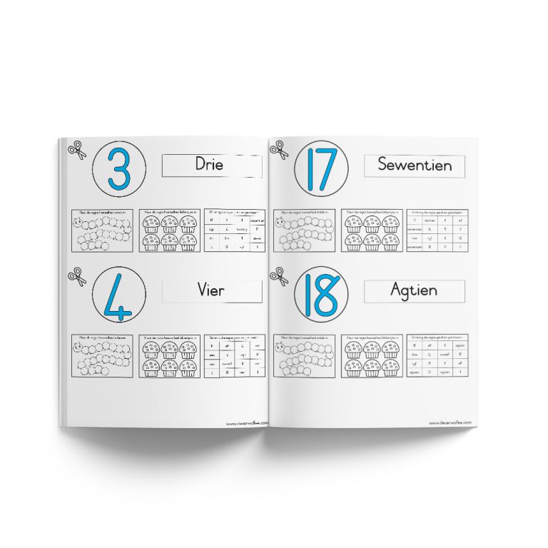 Ek doen dit só – Boekie 8 – Letter en getal van die week – Clever Wolfee