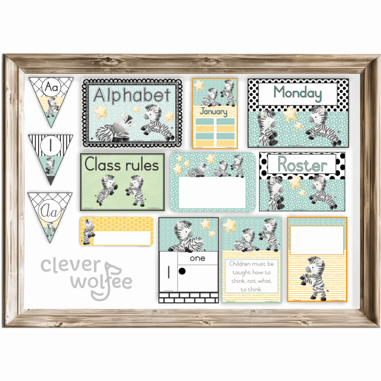 Class theme – zebras – Clever Wolfee